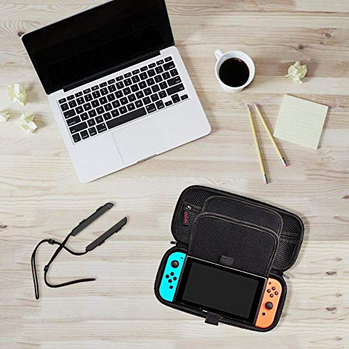 Carrying Case for Nintendo Switch Console, up to 20 Game Cartridges and Accessories - Protective Hard Shell Travel Pouch - Black