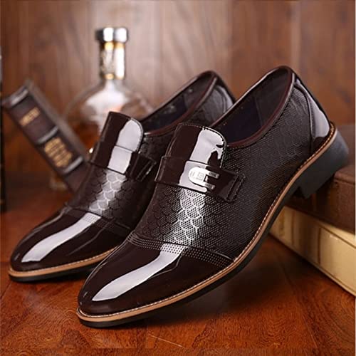Classical Style Shoes for Men Slip On PU Leather Low Rubber Sole Block Heel Work Mens Leather Handmade Shoes Brown