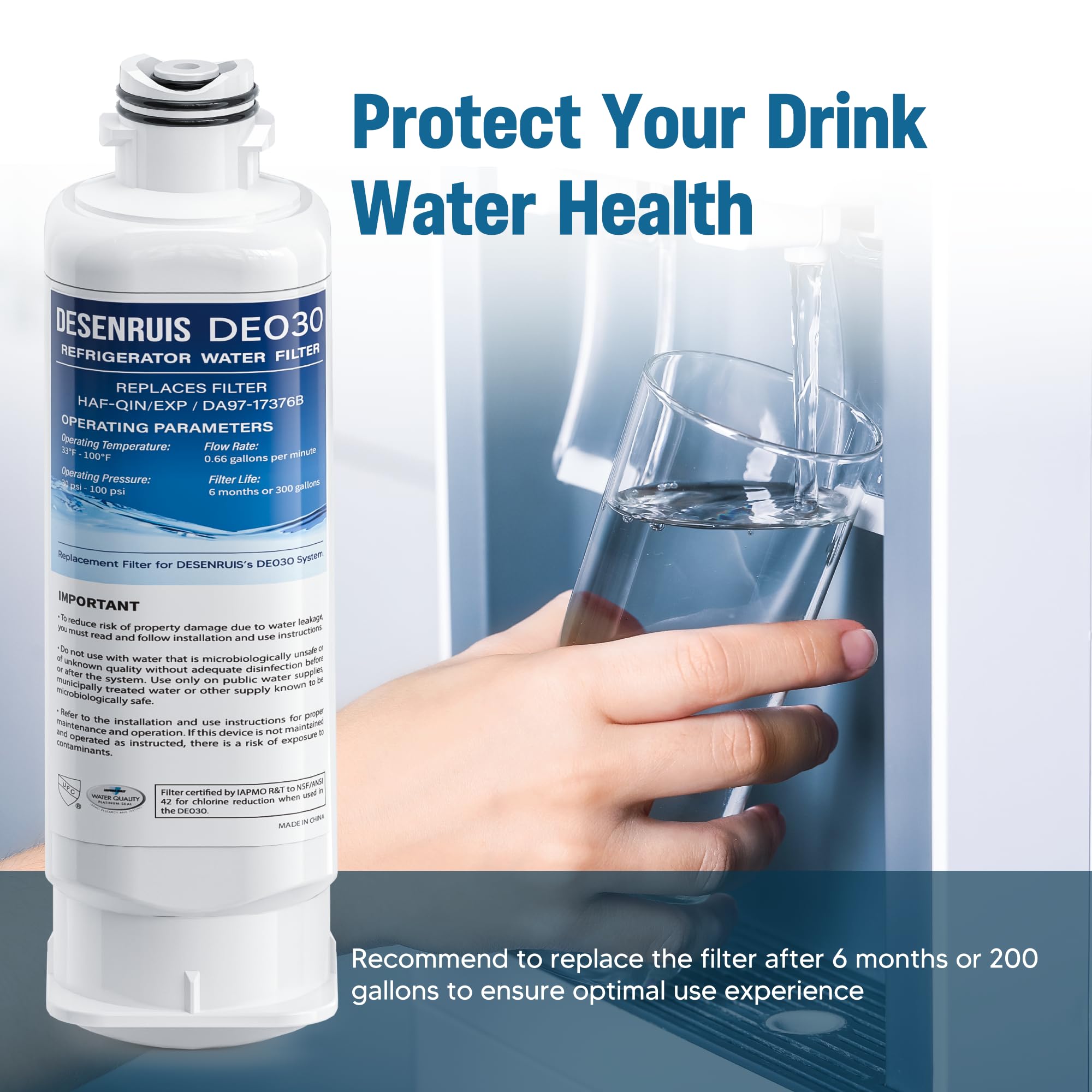 DESENRUIS Water Filter Replacement Compatible with Samsung HAF-QIN, HAF-QIN/EXP, DA97-17376B, DA97-08006C, RF23M8070SG, RF23M8070SR, RF23M8090SG, RF23M8570SR, Pack of 3