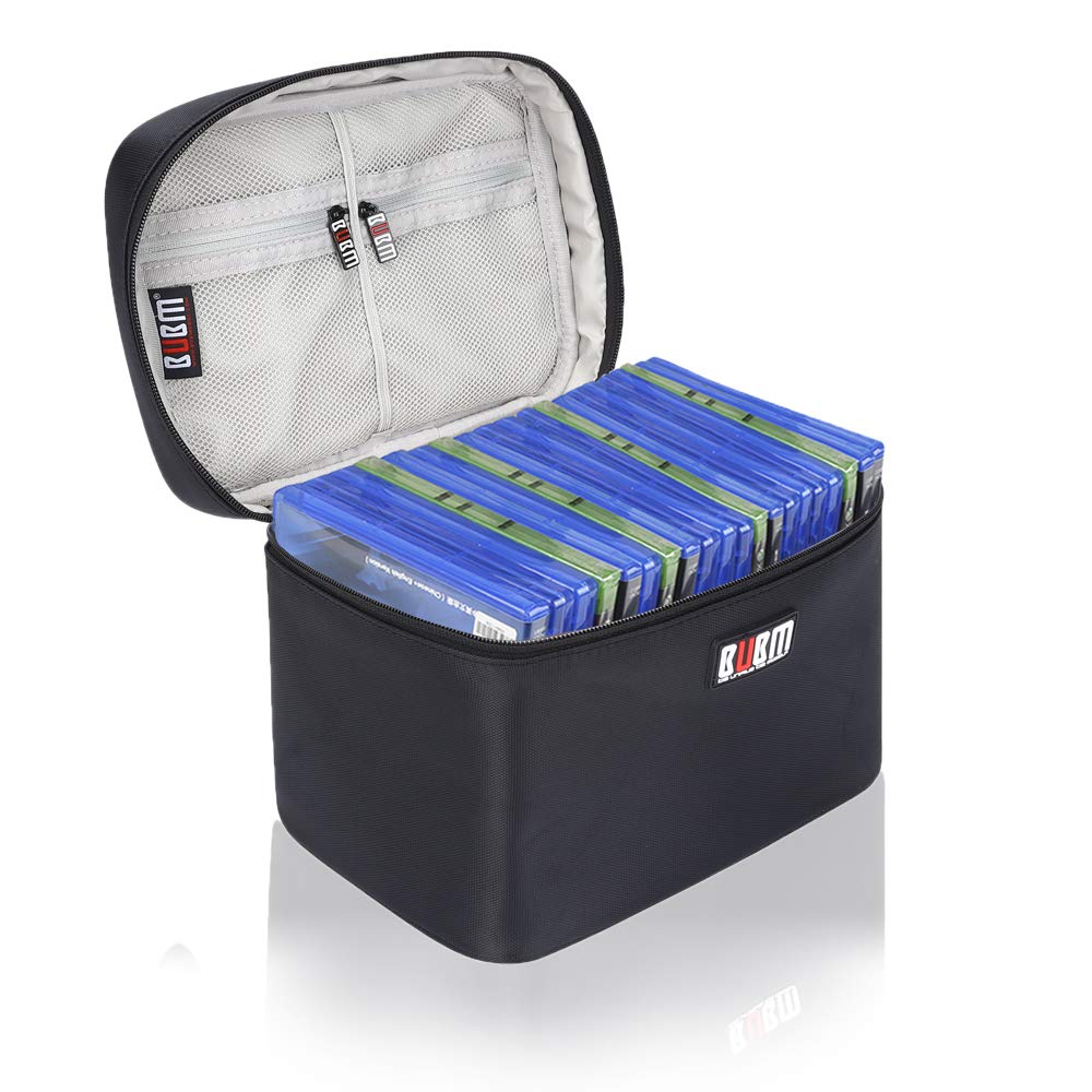 BUBM Portable Carrying Case Compatible with PS4/ PS4 PRO, Fit Xbox One Game Disc Storage Bag Travel Case(Hold Up to 15 Discs)-Black