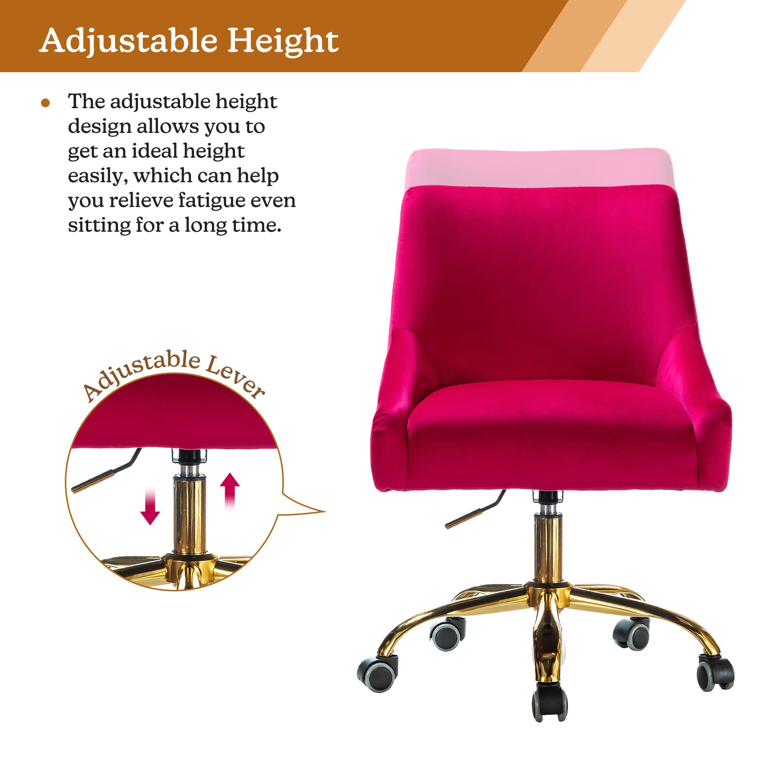 Carina Velvet Fabric Task Chair for Home Office with Soft Seat Swivel Wheels Adjustable Mid-Back Computer Desk Chair- Green