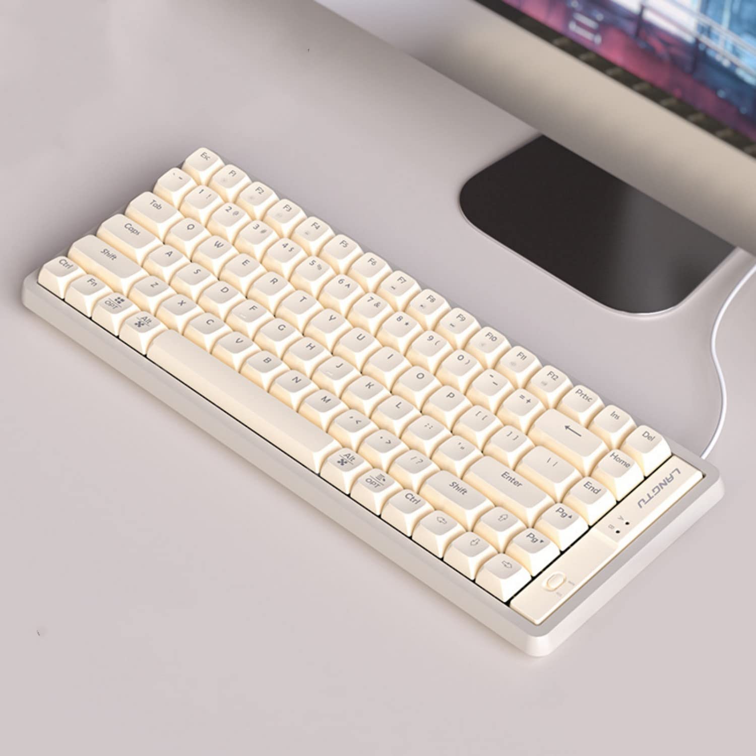 Cmokifuly GK85 Wired Mechanical Keyboard,Bulit-in Noise-Absorbing Pad MDA Profile Keycaps Mechanical Linear Switches Keyboard for Mac/Win System Gaming Keyboard (White)
