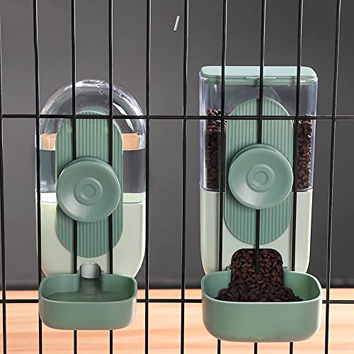 Hanging Cage Automatic Water Dispenser Small Pets Feeder Drinking Set, Feeder and Water Dispenser for Small Dogs Cats Rabbit Pets Small Animals (Green)