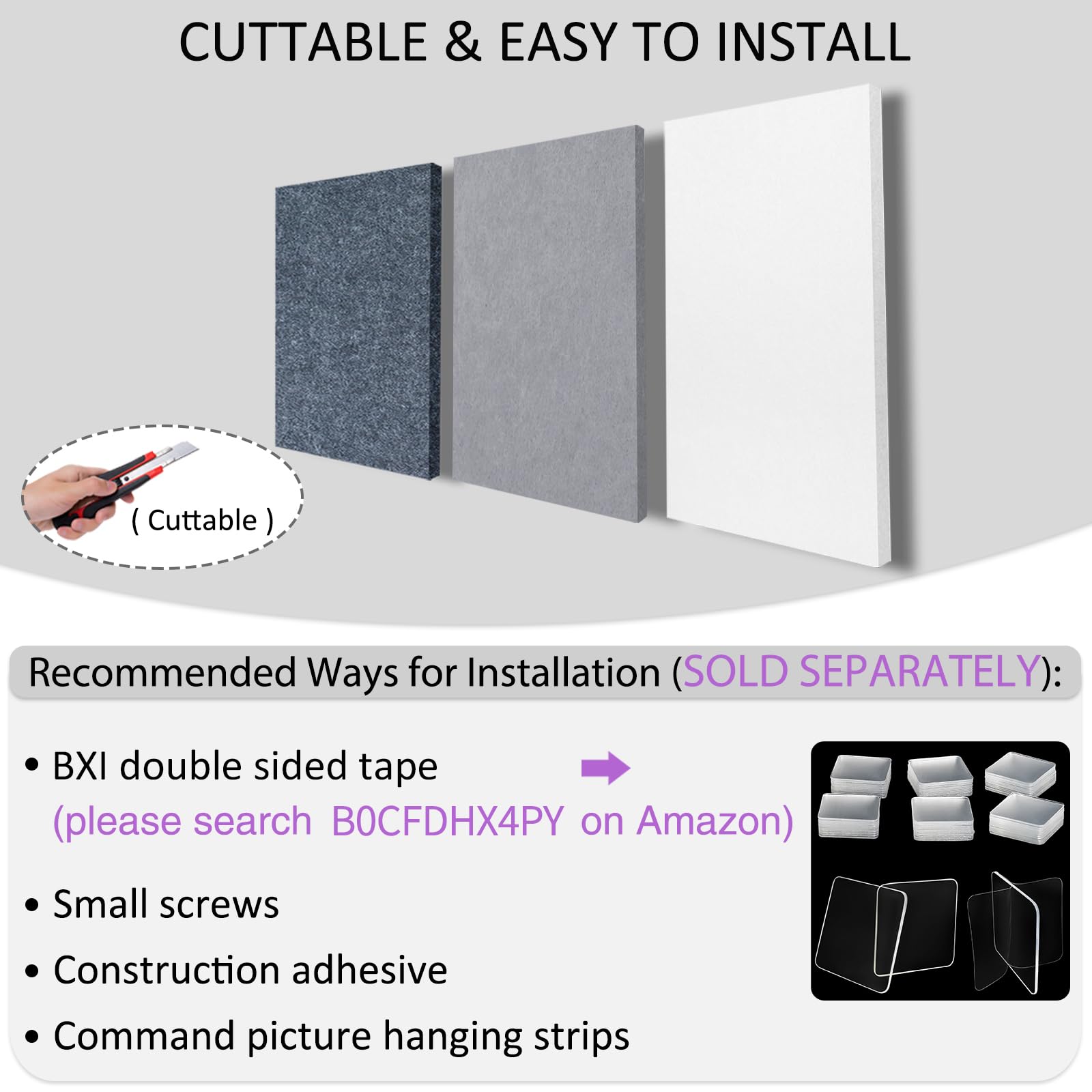 BXI Sound Absorber - 16 X 12 X 3/8 Inches 6 Pack High Density Acoustic Absorption Panel, Sound Absorbing Panels Reduce Echo Reverb, Tackable Acoustic Panels for Wall and Ceiling Acoustic Treatment