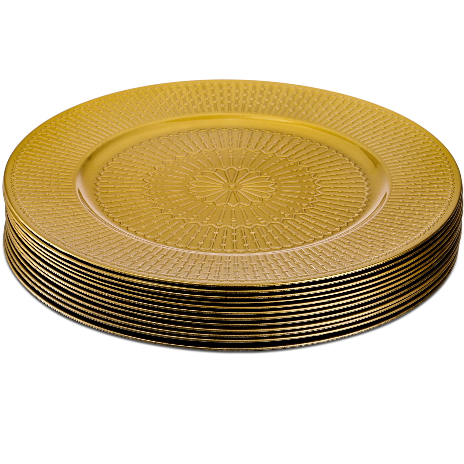 DEAYOU 12 Pack Gold Charger Plate, 13-inch Beaded Chargers Plates, Wedding Charger Platter for Serving, Party, Holiday