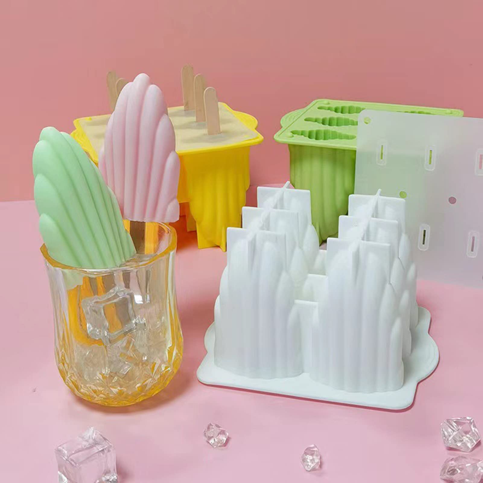 CUAIBB Popsicles Molds, Silicone Popsicle Molds Reusable Ice Pop Mold, Popsicle Molds Silicone BPA Free, Easy Release Ice Cream Tray Cakesicles DIY Sakura Molds (Cherry Blossom)