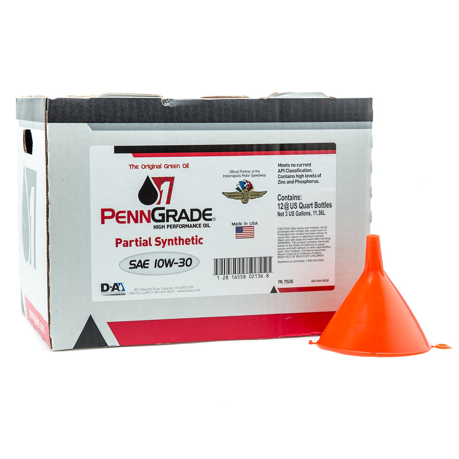 Brad Penn Oil 10W-30 Partial Synthetic Racing Oil 12 Pack With Funnel