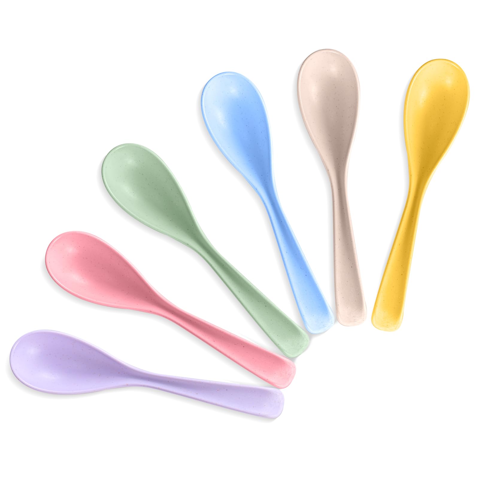 HMDZMR Soup Spoons Wheat Straw Chinese Soup Spoons Ramen Spoons, Long Asian Soup Spoon, Plastic Dinner Spoons for Noodle Dumpling Wonton Cereal (6PCS)