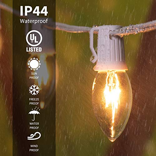 C9 Clear Christmas String Lights - Outdoor Christmas Tree Lights String - Hanging Christmas Roofline Lights - Patio Lights for Outdoor Decor - Green Wire, 25 Feet