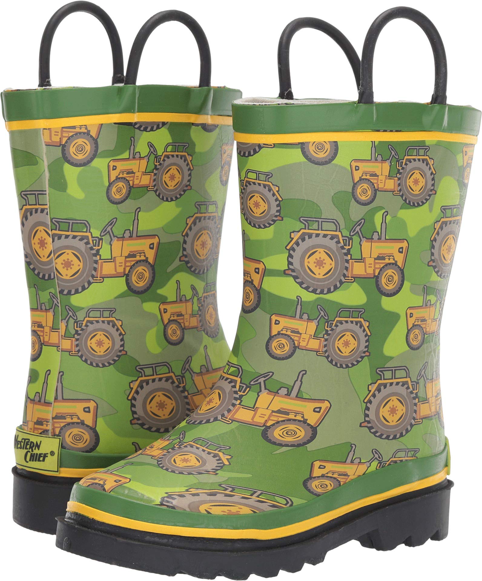 Western Chief Boy's Vintage Tractors Rain Boot (Toddler/Little Kid) Green 7-8 Toddler M