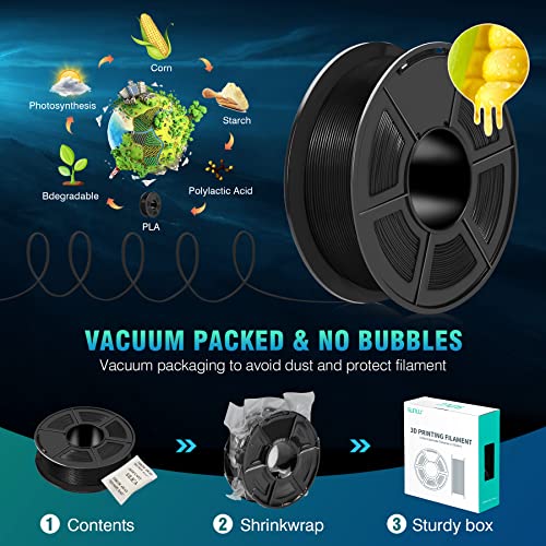 SUNLU PETG-G 3D Printer Filament 1.75mm 1 kg Spool, Better Flow of SUNLU no plugging Premium PETG-G Filament 1.75 +/- 0.02 mm for 3D Printing,Black