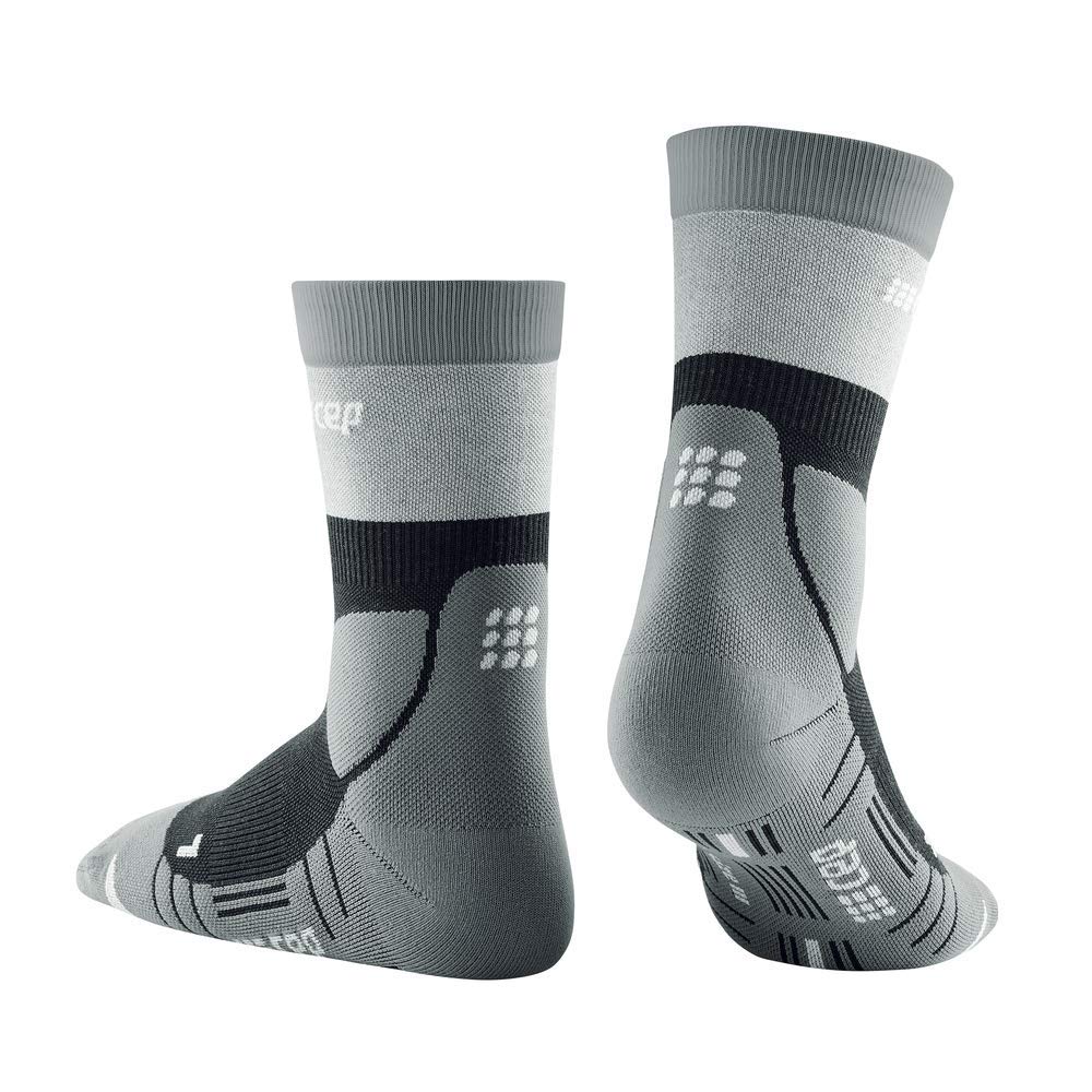 CEP Light Merino Wool Hiking Mid-Cut Socks, Stonegrey/Grey, Men, V (XL)