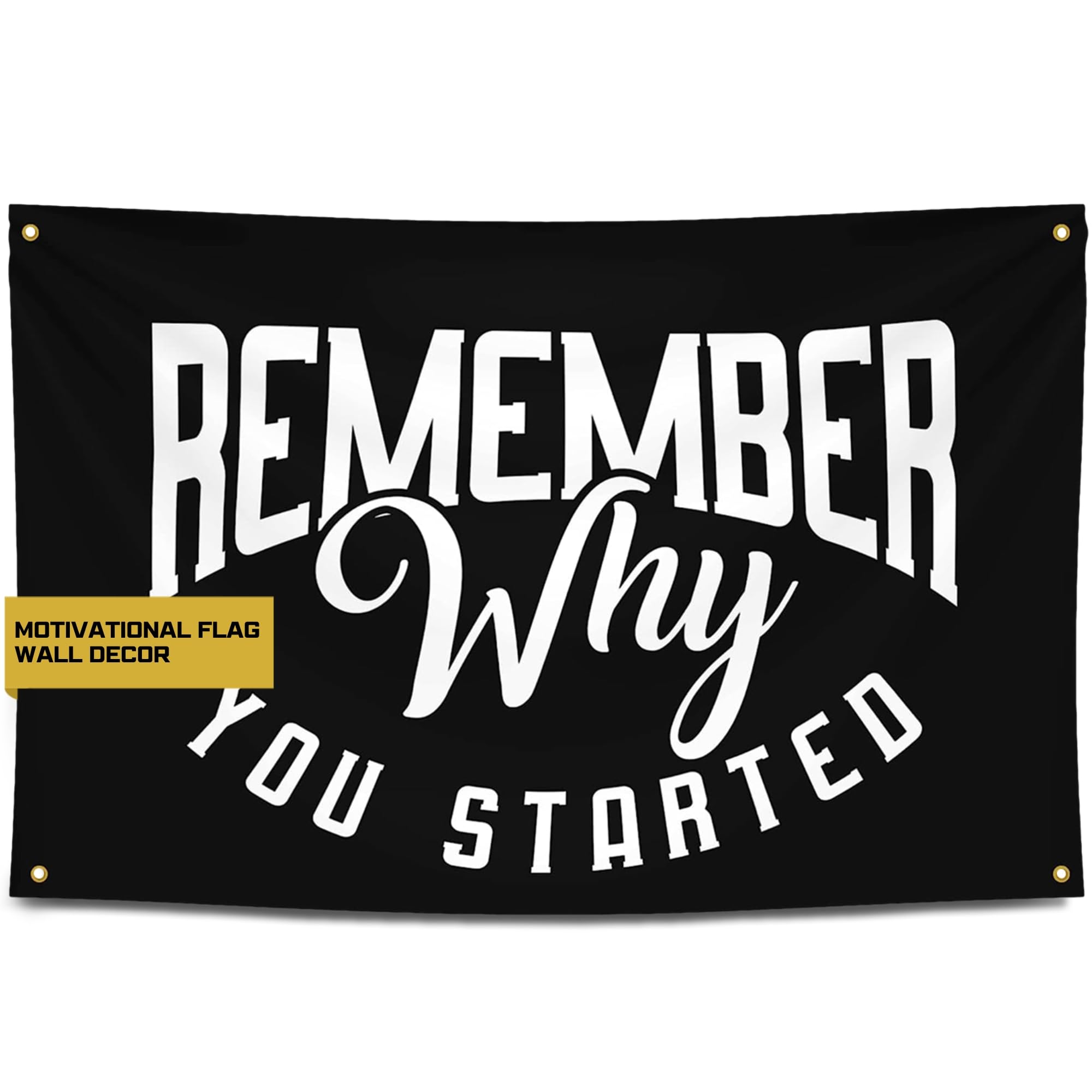 Gold Trident Remember Why You Started Motivational Gym Banner - Inspire Your Workout with this Banner - Perfect Fitness Wall Decor for Gym, Dorm - Stay Motivated with Cool Motivation Art - 3x5 Feet