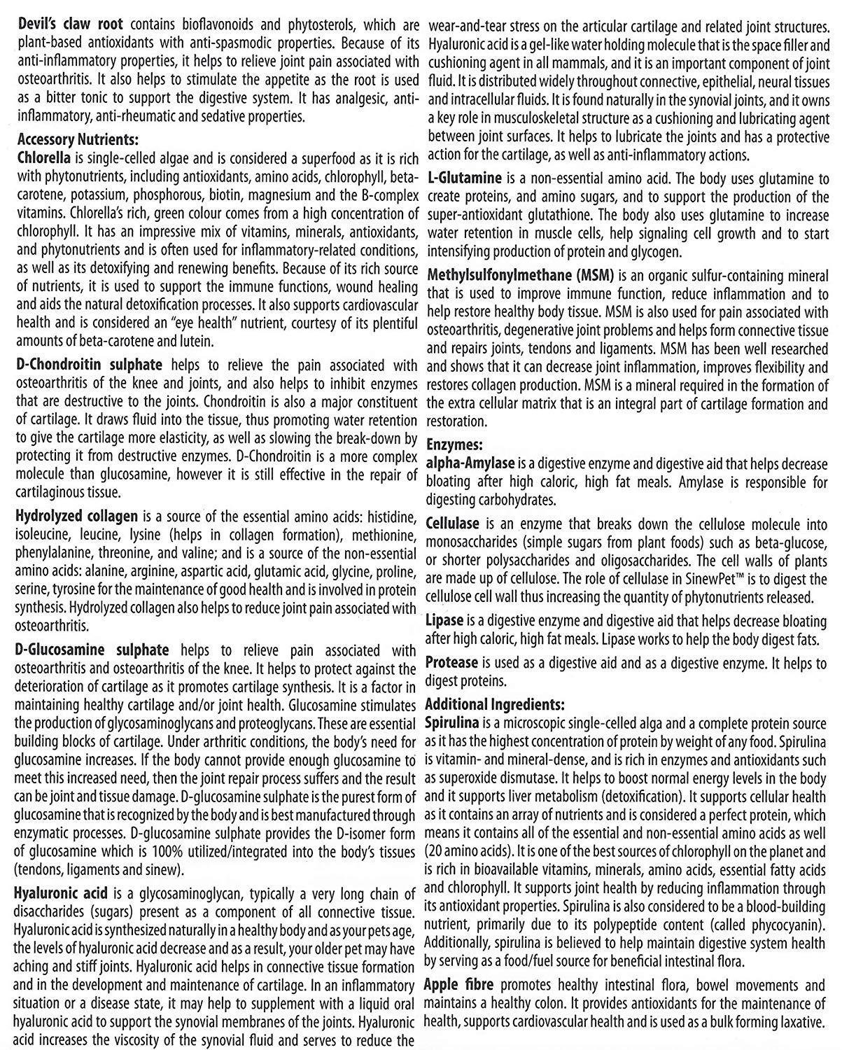 Omega Alpha Pets - Performance & Mobility-A Complete Joint Care and Health Complex + D-Chondroitin, D-Glucosamine, MSM, Hyaluronic Acid & Collagen- SinewPet-500g (One Bottles)