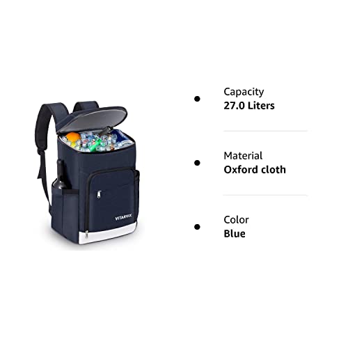 Cooler Backpack 36 Cans, VITARVIX Backpack Coolers Insulated Leak Proof for Hiking, Camping, Picnic, Ice Packs, Waterproof Soft Cooler Bag, Backpack Cooler for Men Women, Blue