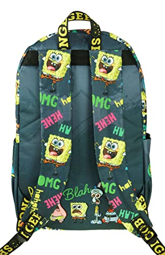 KBNL SpongeBob Backpack with Laptop Compartment for School, Travel and Work, Black, (A22222-SB)
