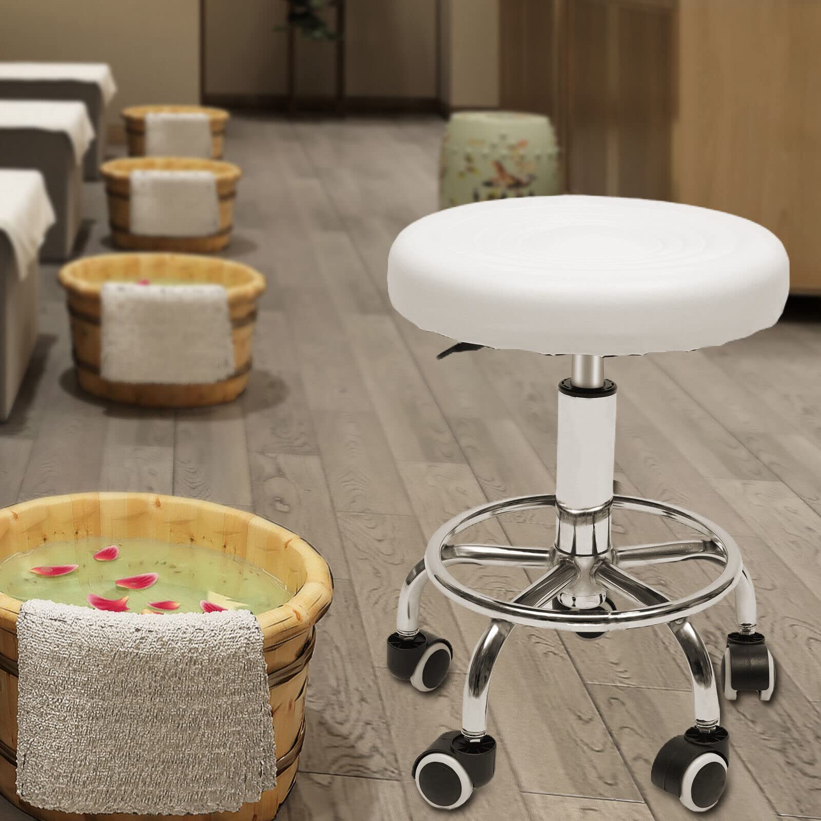 ETKEGHIP Hydraulic Stool Adjustable Height with 5 Wheels, Rolling Stool Swivel Chair for Office Medical Salon Tattoo Kitchen Massage Work