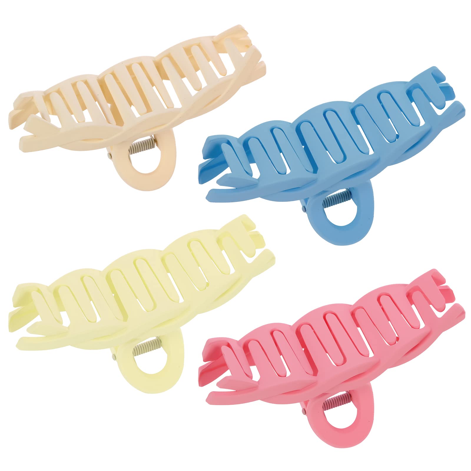 CNHUALIN 4 Macaron Hair Claw Clips - 4.3 Inch To Hold Hair Without Sliding Out Of Place Hair Clamps，Claw Clips For Thick Hair