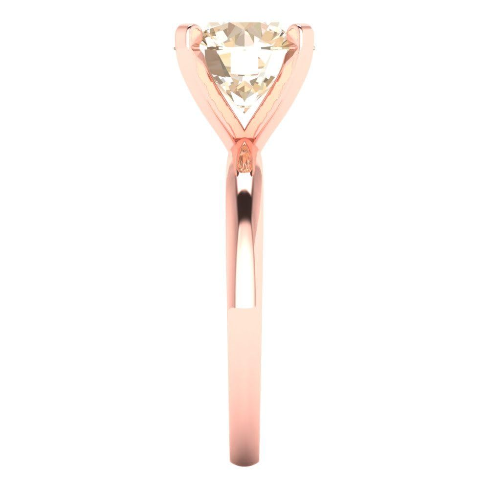 Clara Pucci 3.0 ct Round Cut Solitaire Genuine Natural Morganite Wedding Bridal Designer Anniversary Engagement Ring 14k Rose Gold