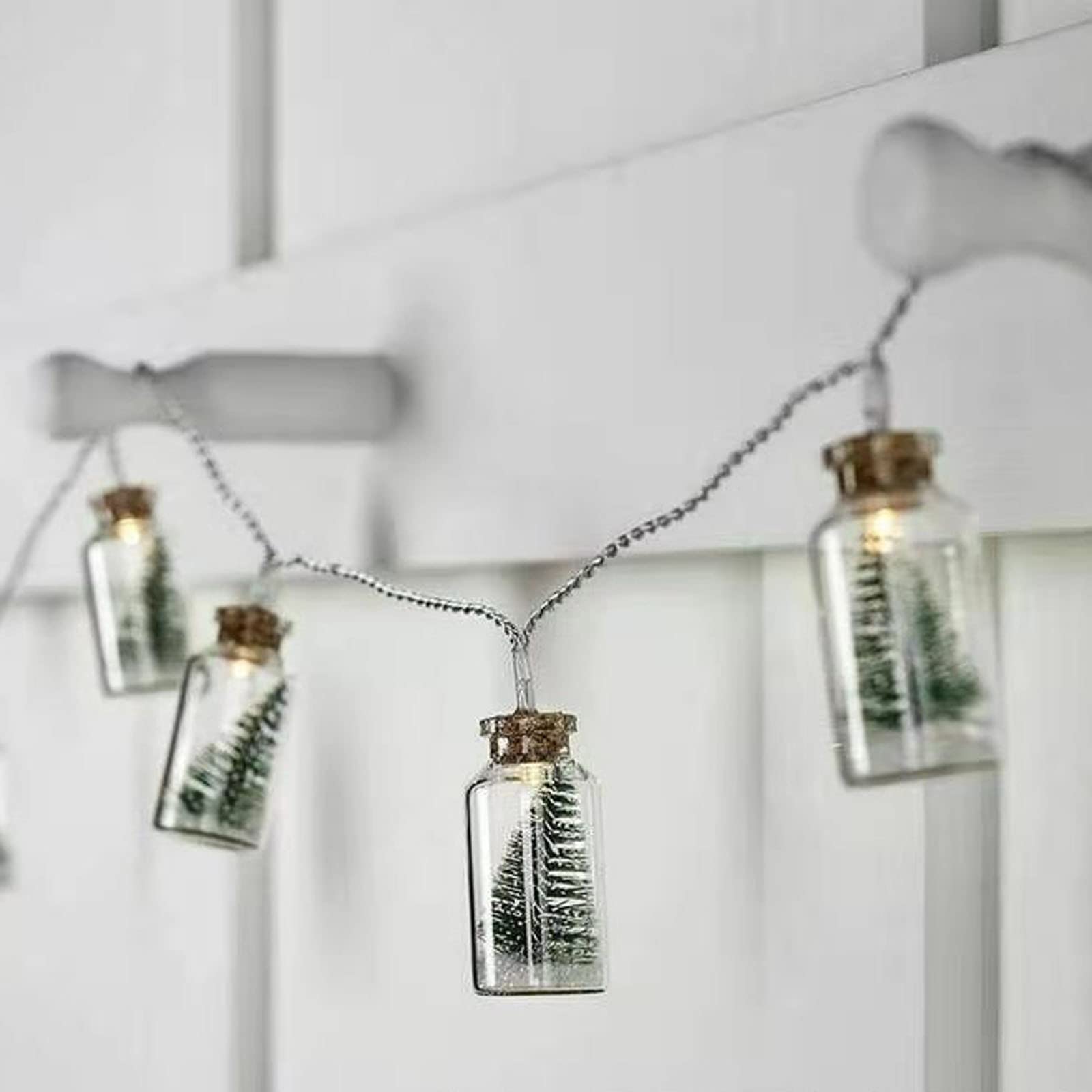 Christmas Icicle Lights Wire 48 Ft Christmas Lights 10 LED Wishing Bottle String Lights Christmas Lights for Bedroom Battery Operated Waterproof Fairy Lights for Indoor Wire String (A, One Size)
