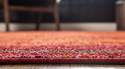 Unique Loom Autumn Collection Modern Contemporary Casual Abstract Area Rug, Rectangular 5' 0 x 8' 0, Terracotta/Burgundy Border