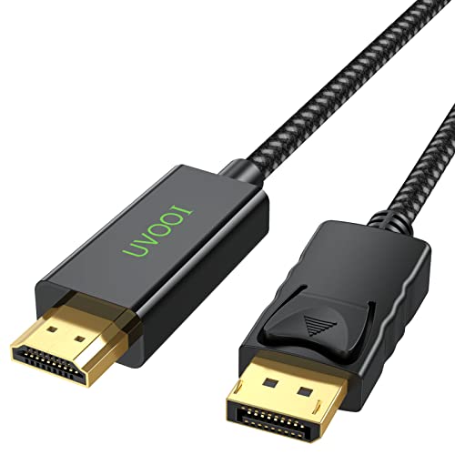 DisplayPort to HDMI Cable 6 Feet, Display Port to HDMI Nylon Braid Cables 1080P DP to HDTV Uni-Directional Cord for Dell, Monitor, Projector, Desktop