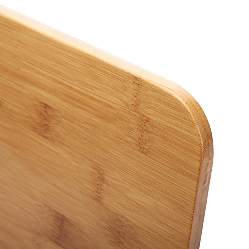 H&S Bamboo Recipe Book Holder - Foldable & Portable Cookbook Stand for Desk - Adjustable Holder for Reading in Bed or Kitchen
