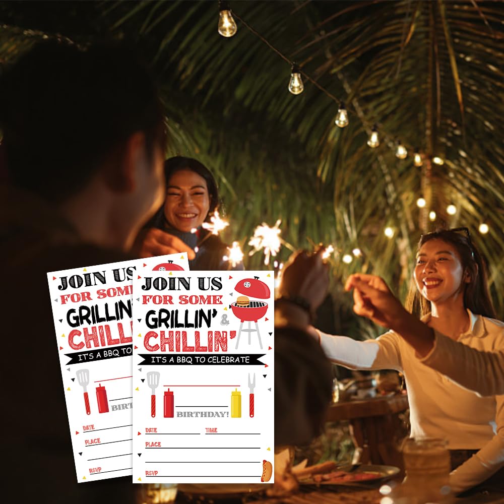 FujLoy BBQ Birthday Party Invitation, Barbecue Party Invitation, BBQ Invitation, BBQ Birthday Invitation.(059)