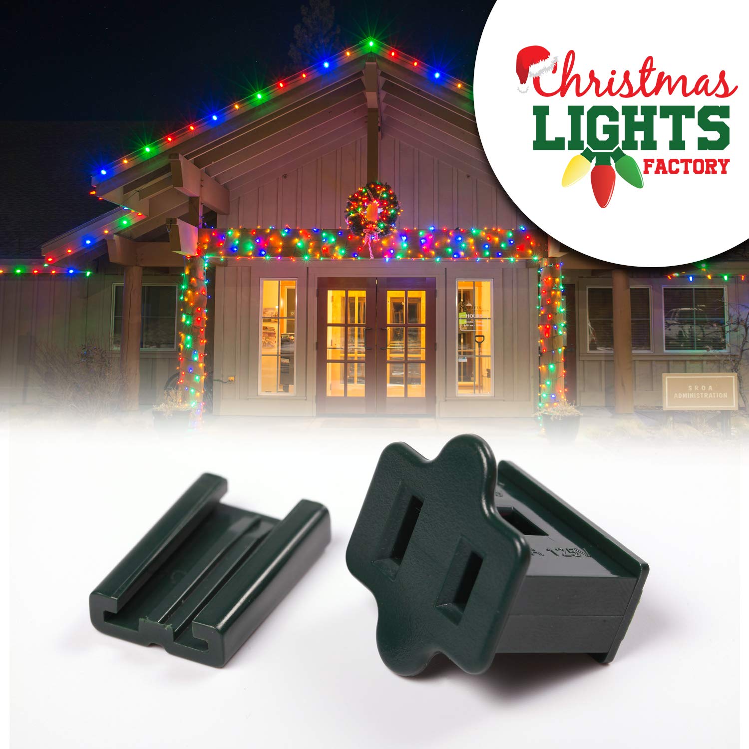 CHRISTMAS LIGHTS FACTORY - Female - Vampire Plug - Gilbert Plug - Slide Plug - 10 Plugs - SPT-1 - Green - Create Custom Extension Cords or Custom Light Strings for Your Holiday Lighting Display.