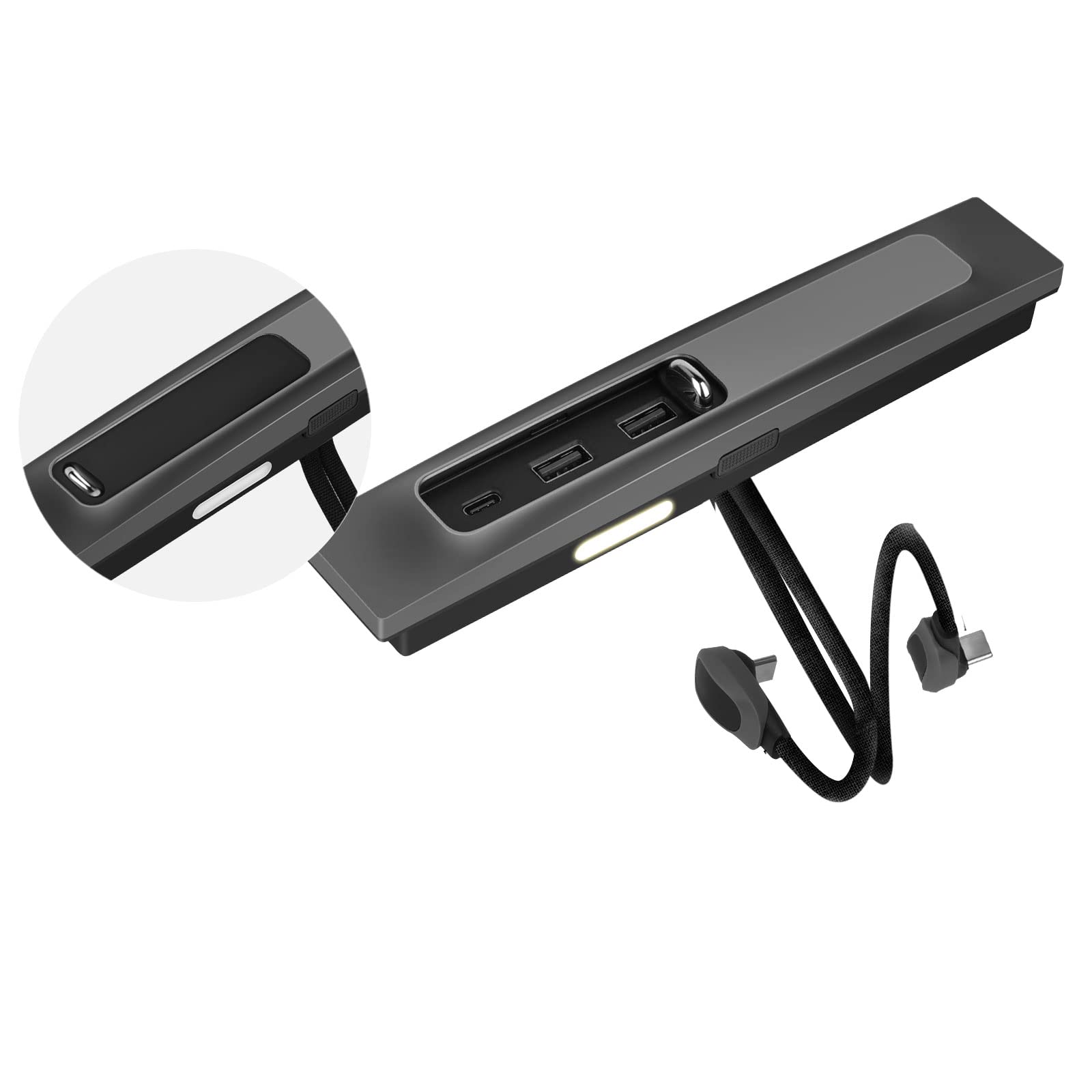 for 2021 2022 Tesla Model 3 Model Y Intelligent Docking Station of Center Console Smart Sensor, Tesla USB HUB Charger with Automatic LED Light with Slide Cover Dustproof,Fast Charge Port Accessories