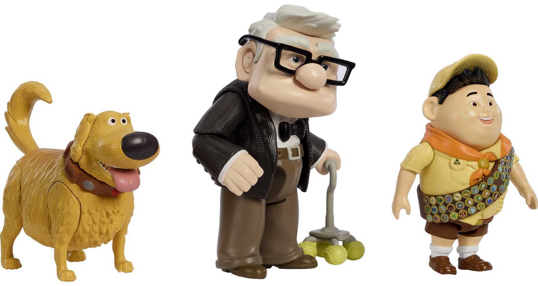 Disney and Pixar Up Storyteller 3 Action Figure Pack, Authentic Posable Storypack Gift of Carl, Russell & Dug The Dog Characters