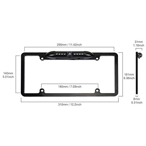 Car Backup Camera,Car License Plate Camera with Night Vision,170° Viewing Angle Universal Car License Plate Mount Camera IP67 Waterproof High Sensitive LED Light