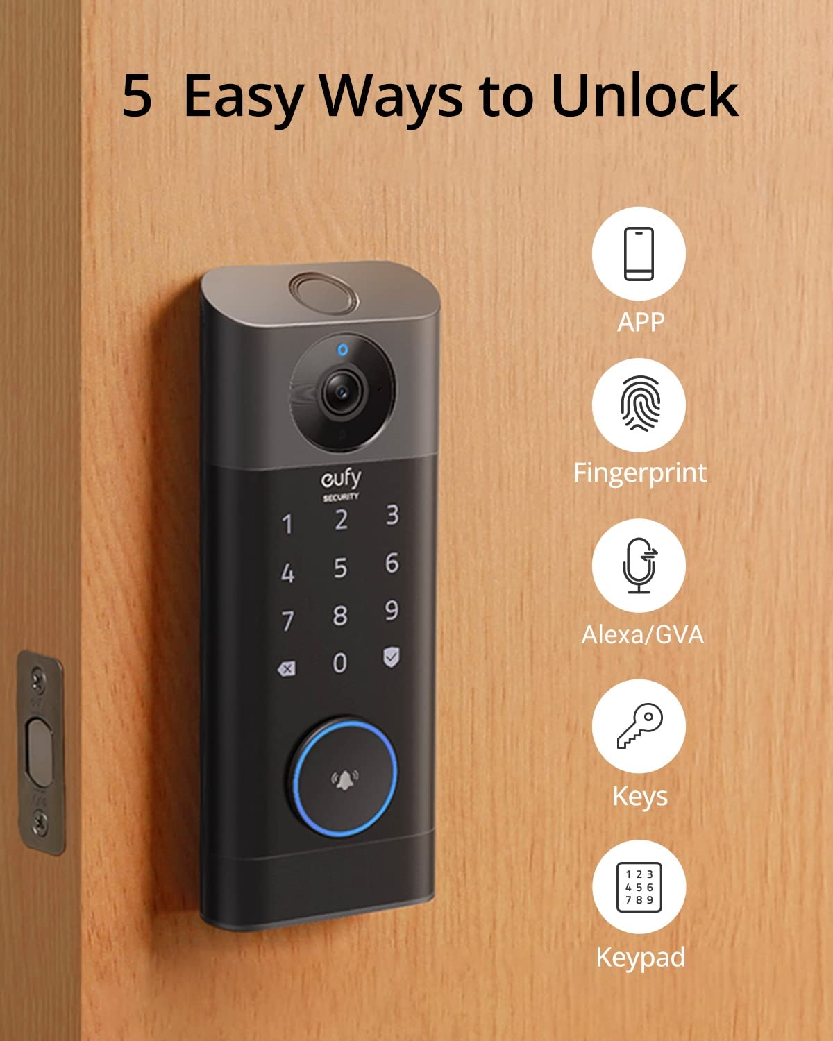 eufy Security S330 Video Smart Lock+S330 eufyCam 3 2-Cam Kit, 3-in-1 Keyless Entry Door Lock, Security Camera Outdoor Wireless, WiFi Door Lock,App Remote Control,Expandable Local Storage up to 16TB