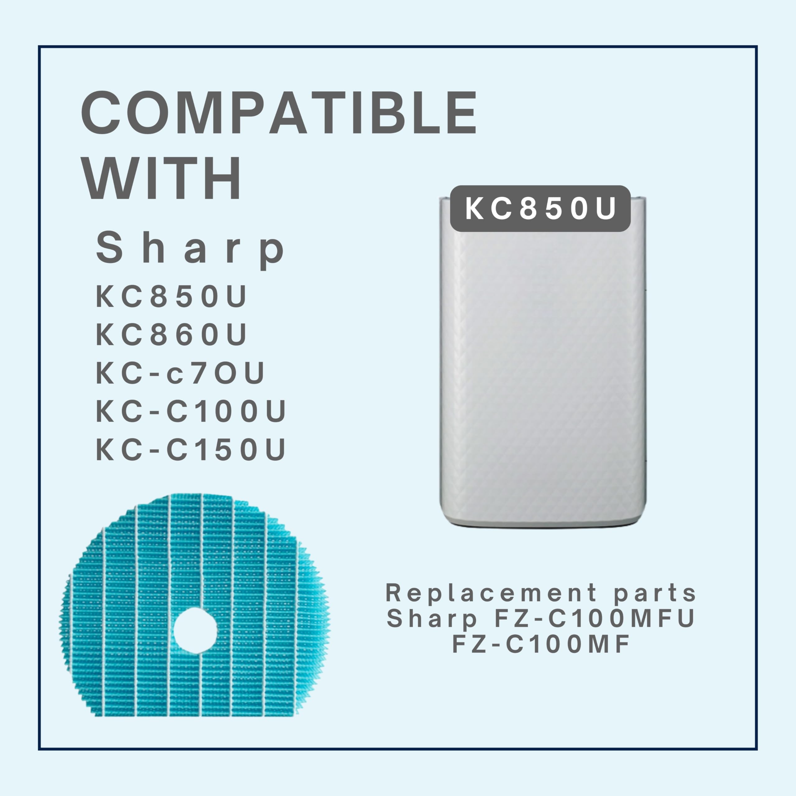 Nispira Premium Humidification Replacement Filter Compatible with Sharp Air Purifier Humidifier KC-850U KC-860U. Compared to Part FZ-C100MFU, 2 Filters