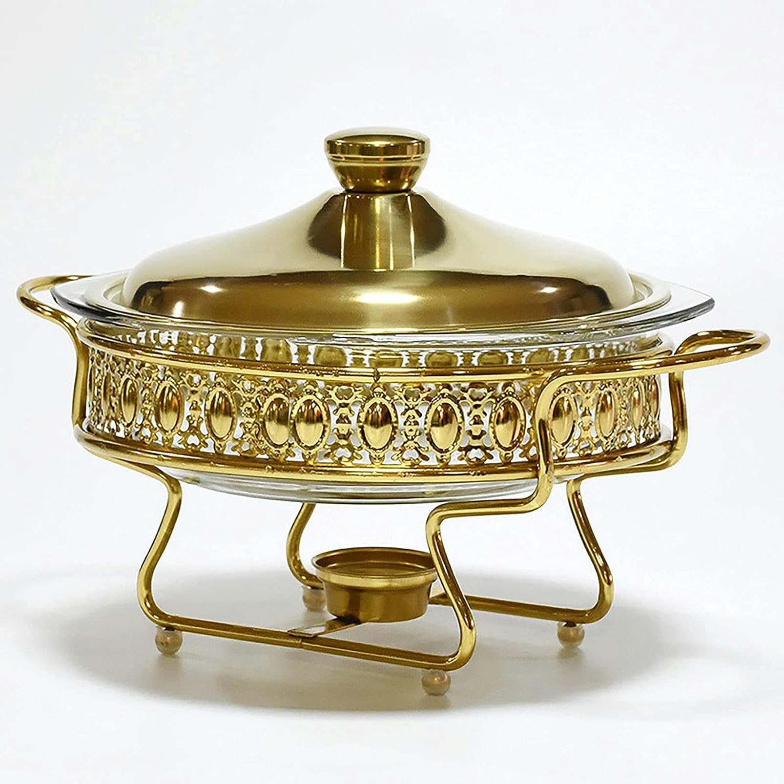 Chef Chafing Dish Buffet Set, Stainless Steel Chafer and Buffet Warmers Sets, Catering Buffet Mini Hot Pot Outdoor Picnic Household (Gold)