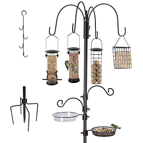 ERYTLLY Bird Feeding Station Kit Bird Feeder Pole Wild Bird Feeder Hanging Kit Planter Hanger Multi Feeder Hanging with Metal Suet Feeder Bird Bath for Attracting Wild Birds
