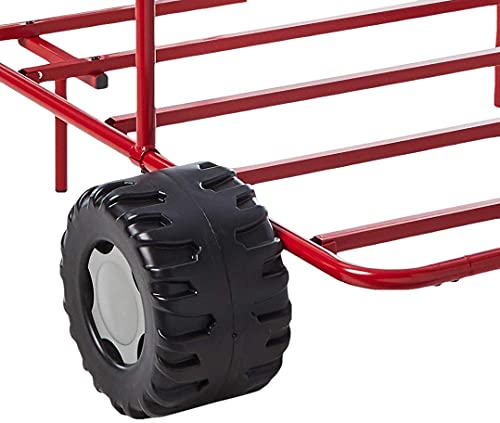 HABITRIO Twin Bed Frame, Racer Cart Design Metal Structure Canopy Twin Size Platform Bed with Headboard, Sturdy Slat System, No Box Spring Needed, Fit for Kids Teens Bedroom, Red