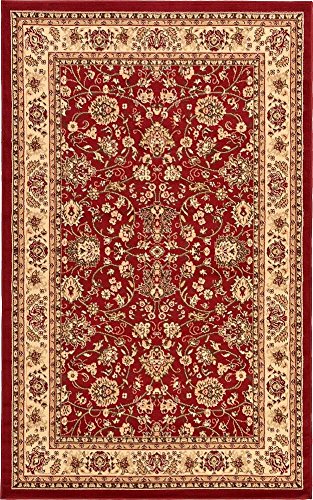 Unique Loom Sialk Hill Collection Area Rug - Washington (5' 3" x 8' Rectangle, Burgundy/ Cream)