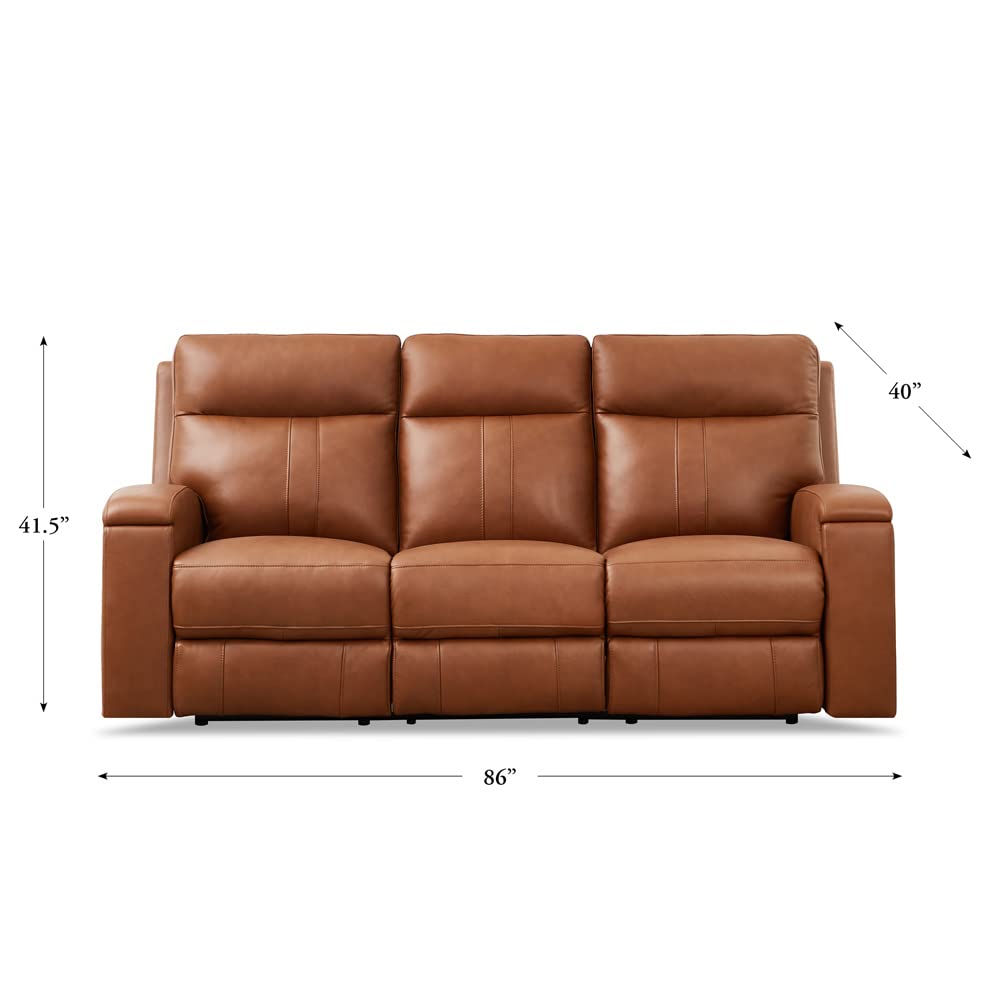 Hydeline Venice Zero Gravity Power Recline and Headrest Top Grain Leather Sofa Couch with Hidden Cup Holder, 86", Nutmeg Brown, Memory Foam, Pocket Coils and Control Panel