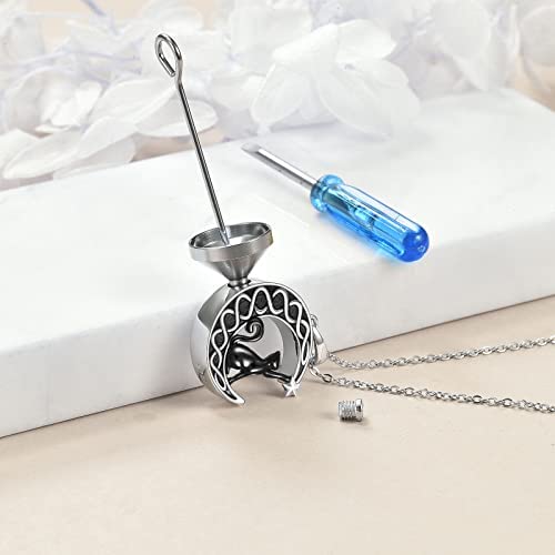 Cat Urn Necklace for Ashes Sterling Silver Black Cat Pendant Keepsake Memorial Cremation Jewelry for Women (abalone)