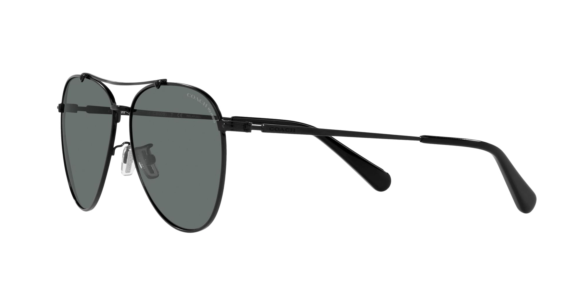 Coach HC7136 Sunglasses, Satin Black/Dark Gray Polarized Solid, 60 mm