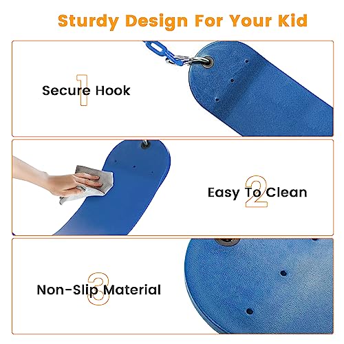 Swing for Outdoor Swing Set - Pack of 1 Swing Seat Replacement Kit with Heavy Duty Chains - Backyard Swingset Playground Accessories (Blue)