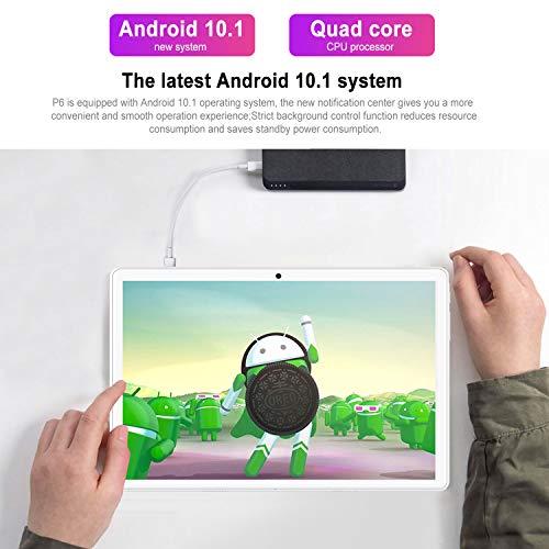 DUODUOGO Android 10 Tablet SIM 4G LTE Dual SIM+ 5G WiFi Cellular GMS Tablets, Quad-Core 4GB RAM 64GB ROM, SD-128GB,Storage Quad-Core Processor,13MP Camera,Bluetooth, 4G Wi-Fi, GPS,HD 10.1 Inch Tablet