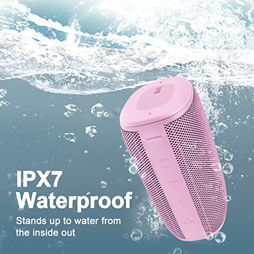 Hadisala Portable Wireless Bluetooth Speakers - IPX7 Waterproof & Built in Mic - Outdoor Travel Speaker with TWS - Pink