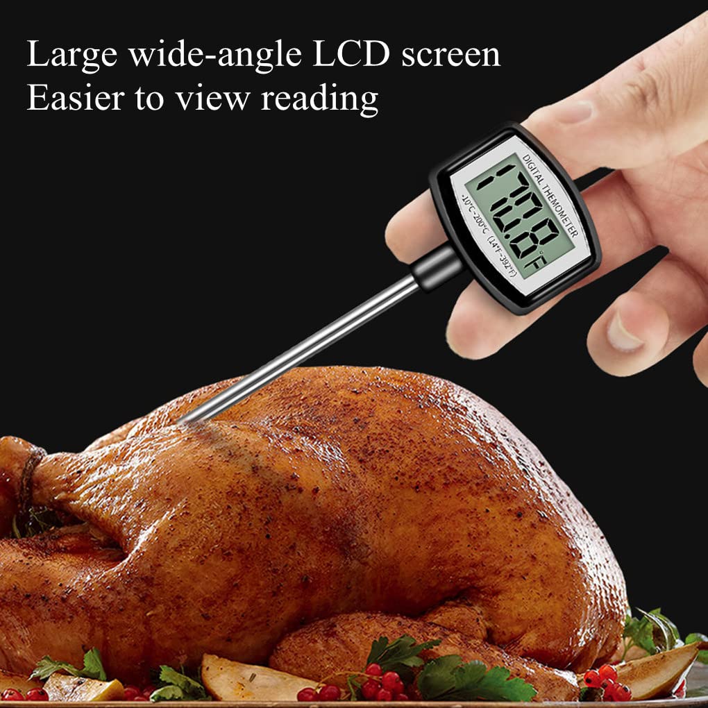 Digital Food Thermometer Probe for Cooking Meat, BBQ, Grilling, Liquid, Candy, Oil Deep Fry - Instant Read with Large LCD Screen and Pen Clip