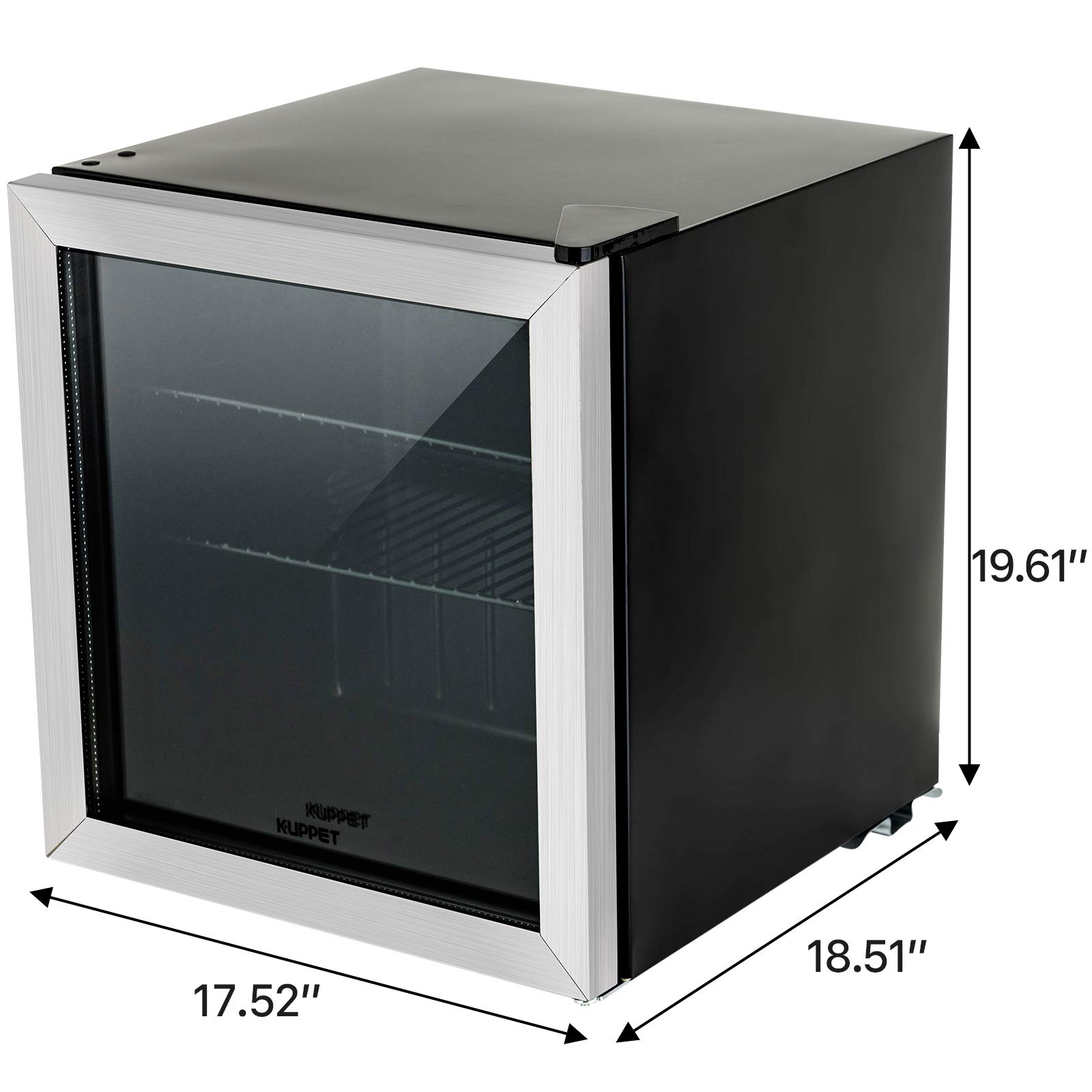 KUPPET Mini Fridge Cooler - 62 Can Beverage Refrigerator Glass Door for Beer Soda or Wine, Glass Door Small Drink Dispenser Machine Clear Front Removable for Home, Office or Bar, 1.6Cu.Ft