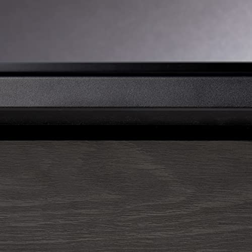 Walker Edison Lawrence Urban Industrial X Leg Glass Top Computer Desk, 48 Inch, Black