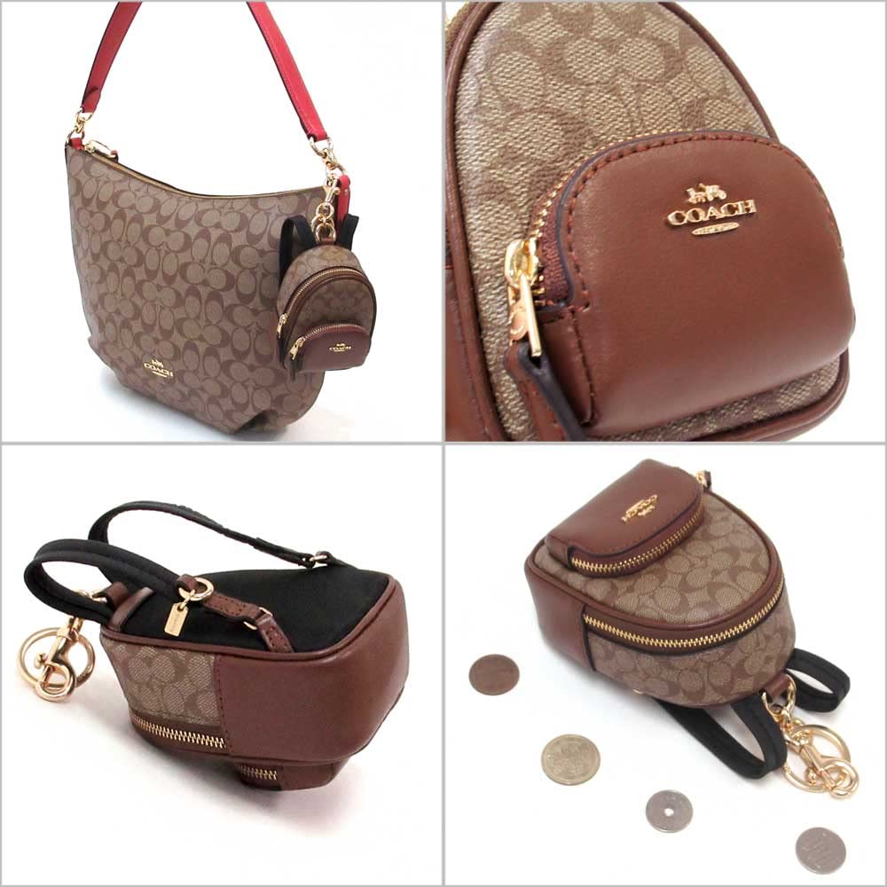 COACH Mini Backpack Coin Case Charm Key Chain (Khaki / Saddle)