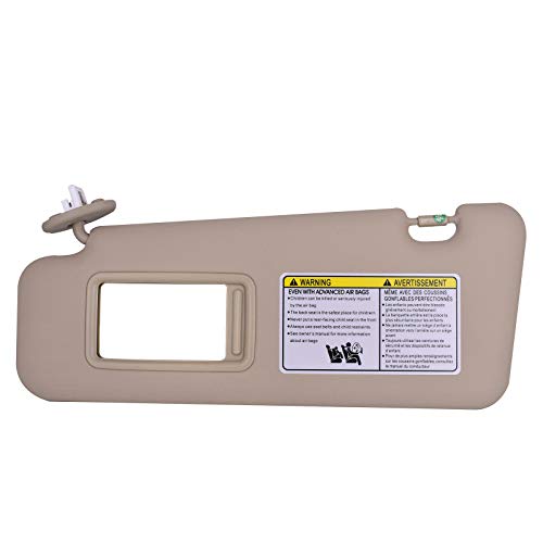 CULMKARI Left Driver Side Sun Visor for Toyota Highlander 2008-2013 with Vanity Light Replaces 74320-48500-B0 Beige