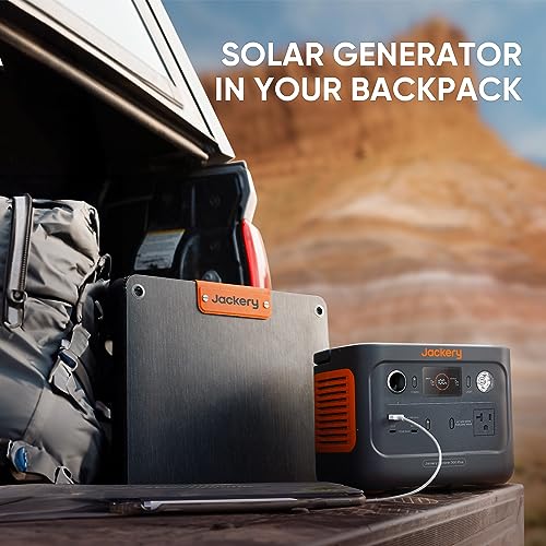 Jackery Solar Generator 300 Plus Portable Power Station with 40W Book-sized Solar Panel, 288Wh Backup LiFePO4 Battery, 300W AC Outlet, Only 5KG for RV, Outdoors, Camping, Traveling, and Emergencies